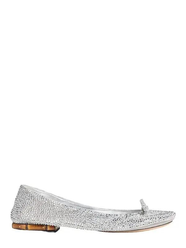 Gucci Crystal Ballerina With Bamboo Metal - Silver