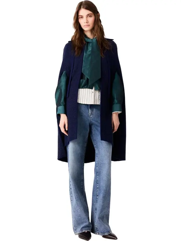 Maje Longline Cape Cardigan - Navy