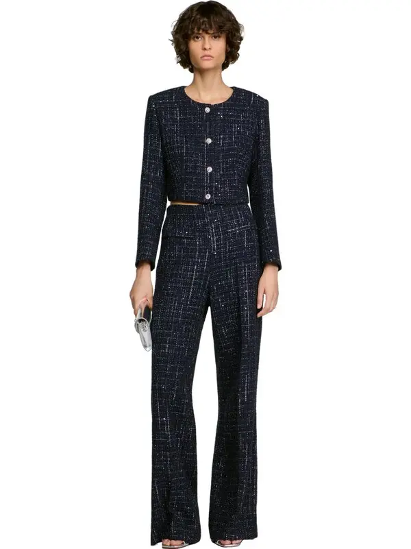 Sandro Decorative Tweed Jacket - Blue
