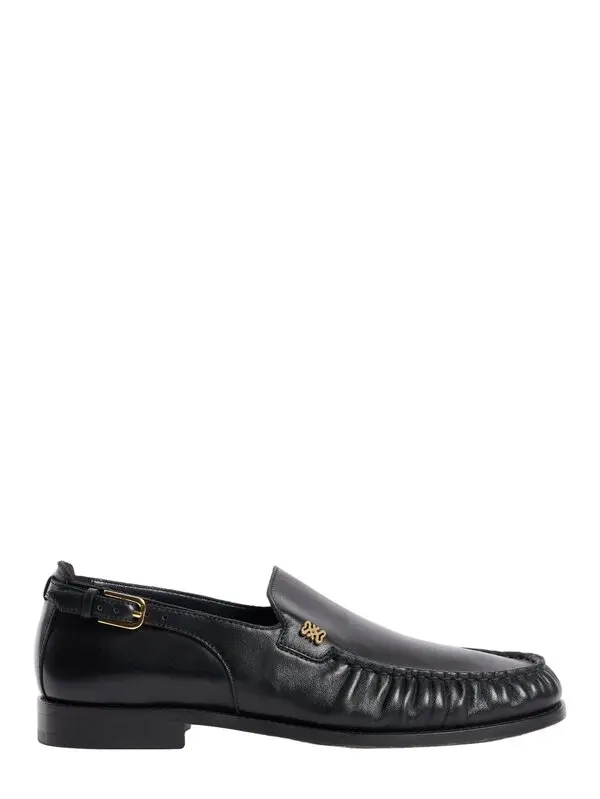 Sandro Leather Buckle Loafers - Black