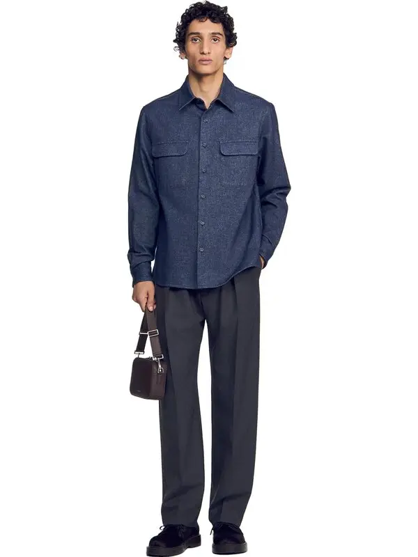 Sandro Cotton Flannel Shirt - Blue