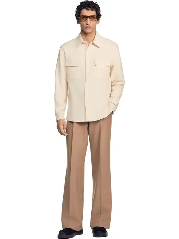 Sandro Cotton Flannel Shirt - Ecru