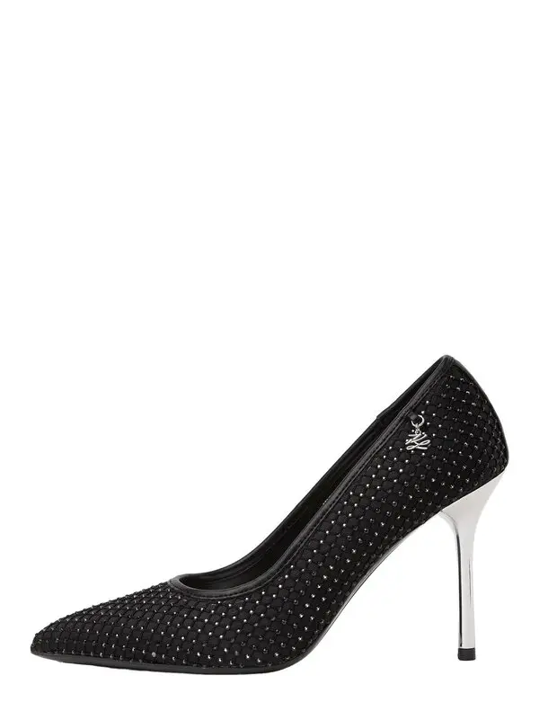 Karl Lagerfeld Sarabande Gemstone Mesh Heels - Black/silver
