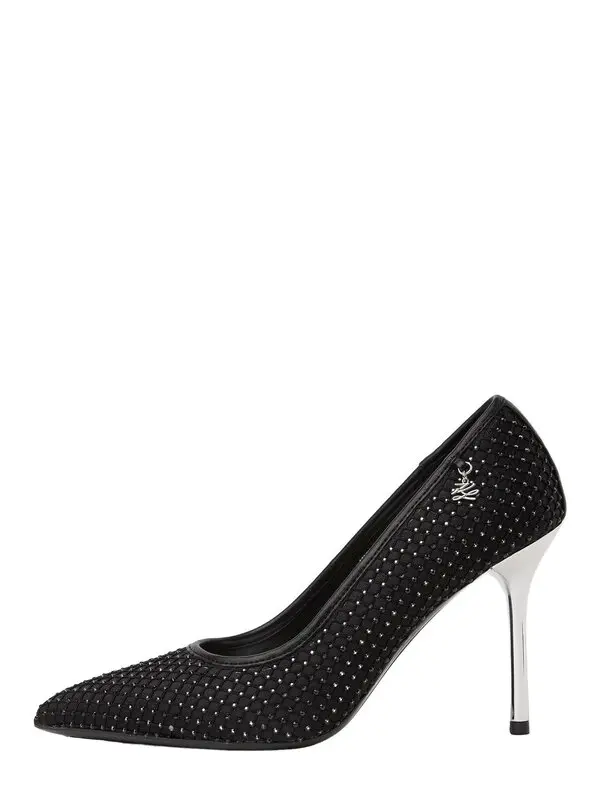 Karl Lagerfeld Sarabande Gemstone Mesh Heels - Black/silver