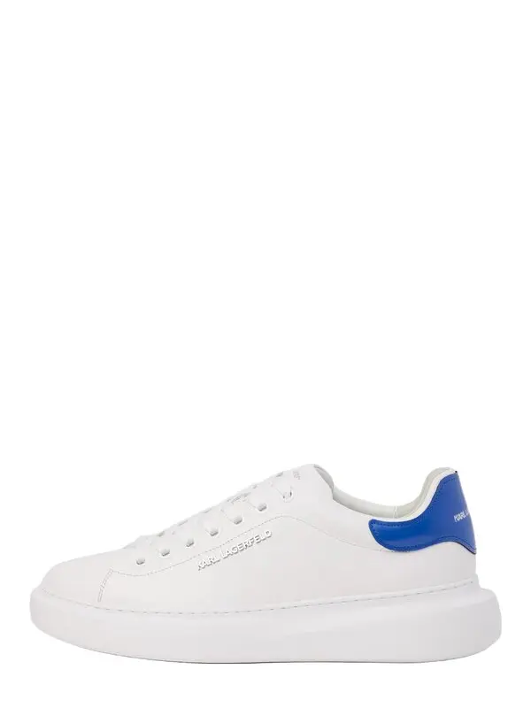 Karl Lagerfeld Leather Logo Sneakers - White/blue