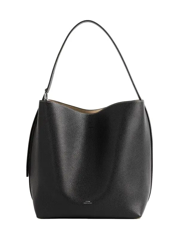 TOTEME Belted Grained-leather Tote - Black