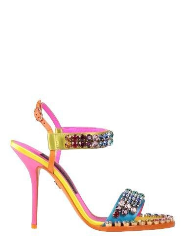 Dolce & Gabbana Multicolored Crystal Satin Sandals - Azure
