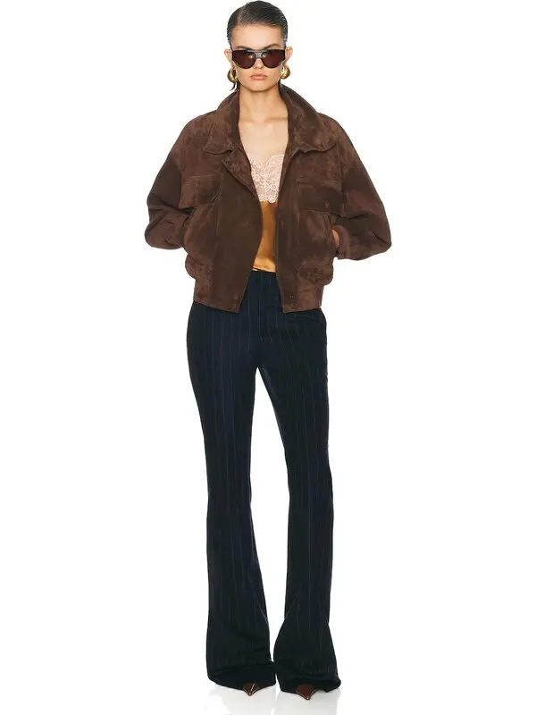 Saint Laurent Suede Funnel Neck Jacket - Ebene