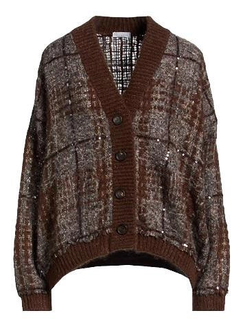 Brunello Cucinelli Cardigan Size Mohair Wool, Alpaca Wool, Wool, Polyamide - Brown