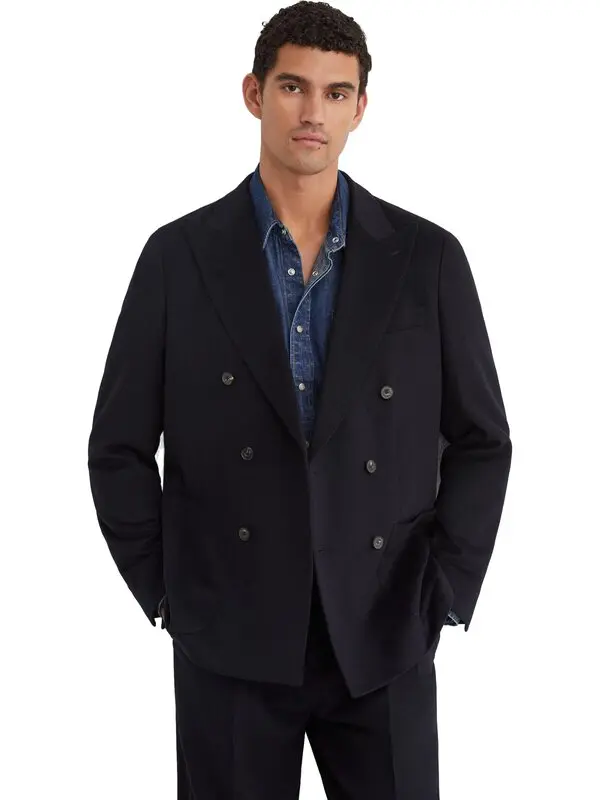 REISS Collin Classic Fit Wool-blend Flannel Double-breasted Blazer - Navy
