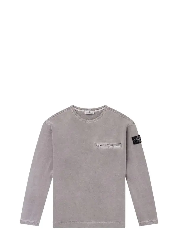 Stone Island Garment-dyed Cotton-fleece Sweatshirt - Gray