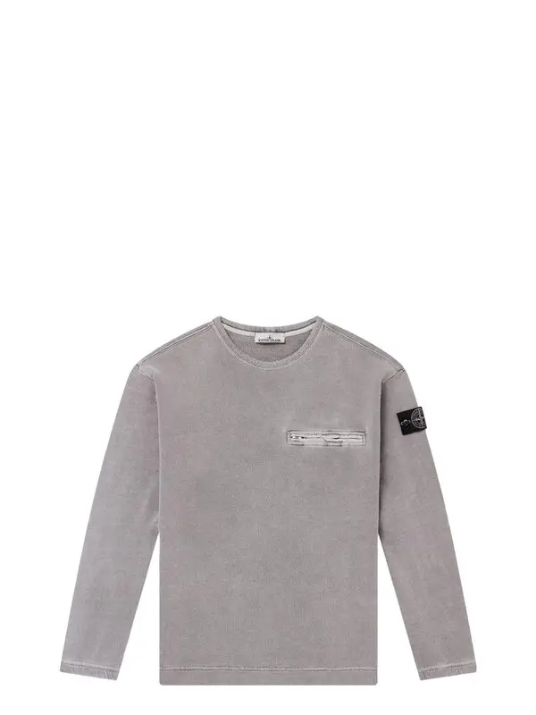Stone Island Garment-dyed Cotton-fleece Sweatshirt - Gray
