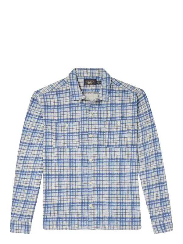 Ralph Lauren Checked Cotton And Linen-blend Shirt - Blue