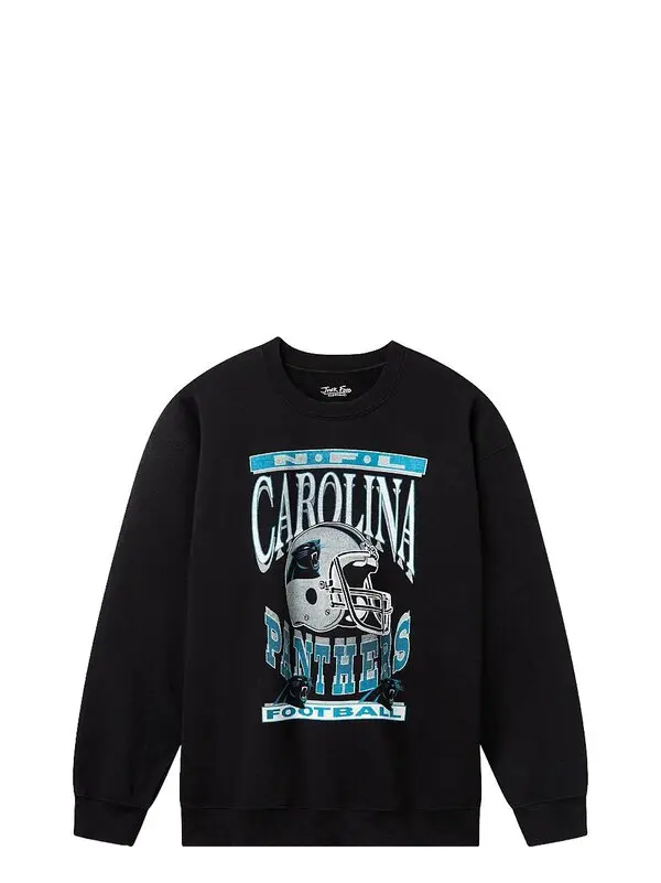 Junk Food Clothing Carolina Panthers Helmet Crew Fleece - Black