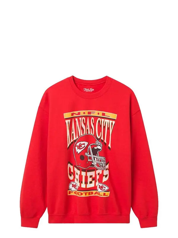Junk Food Clothing Kansas City Chiefs Helmet Flea Market Crew Fleece Sweatshirt - Red