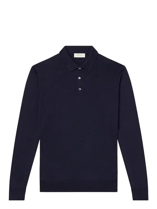 PIACENZA CASHMERE 1733 Merino-wool And Silk-blend Polo Sweater - Blue