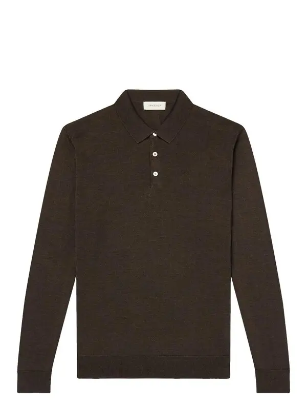 PIACENZA CASHMERE 1733 Merino-wool And Silk-blend Polo Sweater - Brown