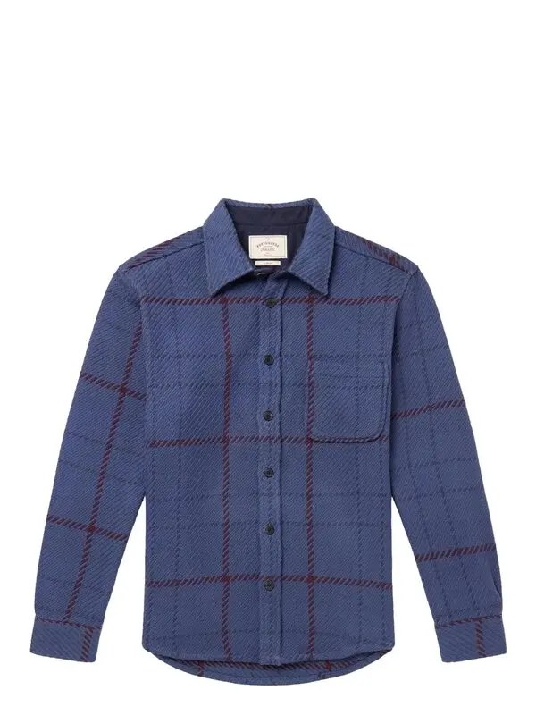 Portuguese Flannel Upper Checked Cotton-woven Overshirt - Blue