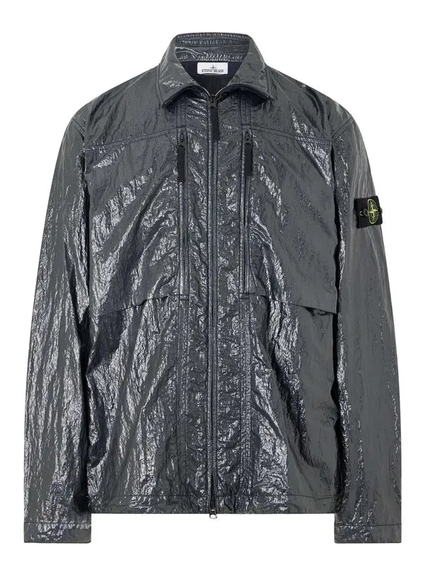 Stone Island Garment-dyed Textured Shell Zip-up Jacket - Green
