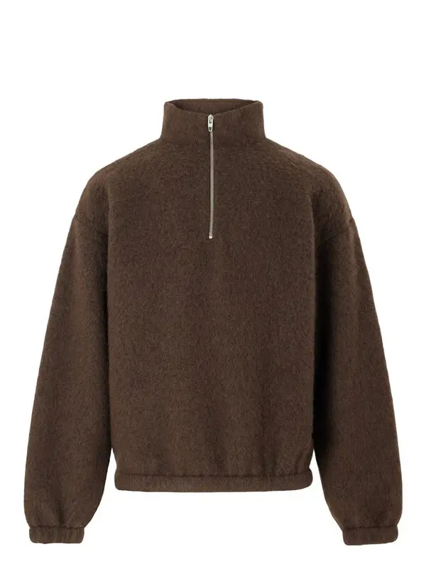 JIL SANDER Wool-blend Brushed Half-zip Sweater - Brown