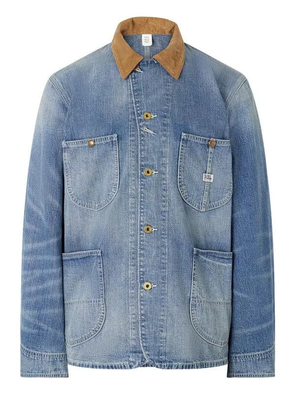 Ralph Lauren Stockton Corduroy-trimmed Denim Jacket - Blue