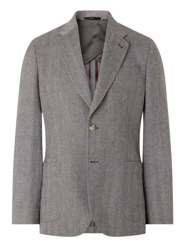 Paul Smith Wool And Cashmere-blend Herringbone Suit Jacket - Gray