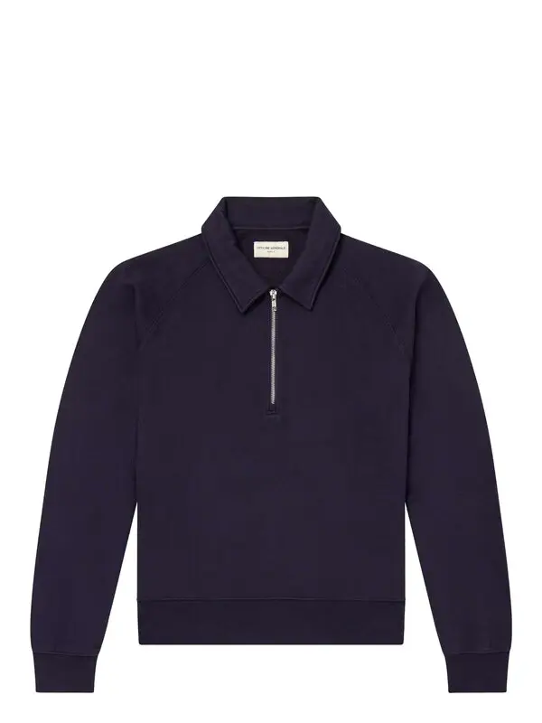 Officine Générale Payo Organic Cotton-blend Half-zip Polo Sweater - Navy