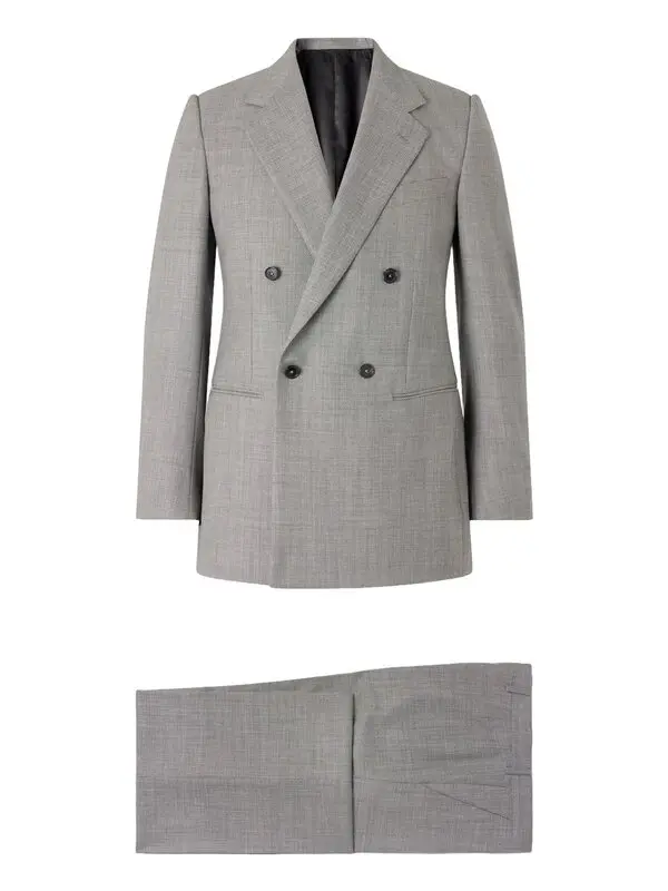 Husbands Double-breasted Birdseye Wool Suit - Gray