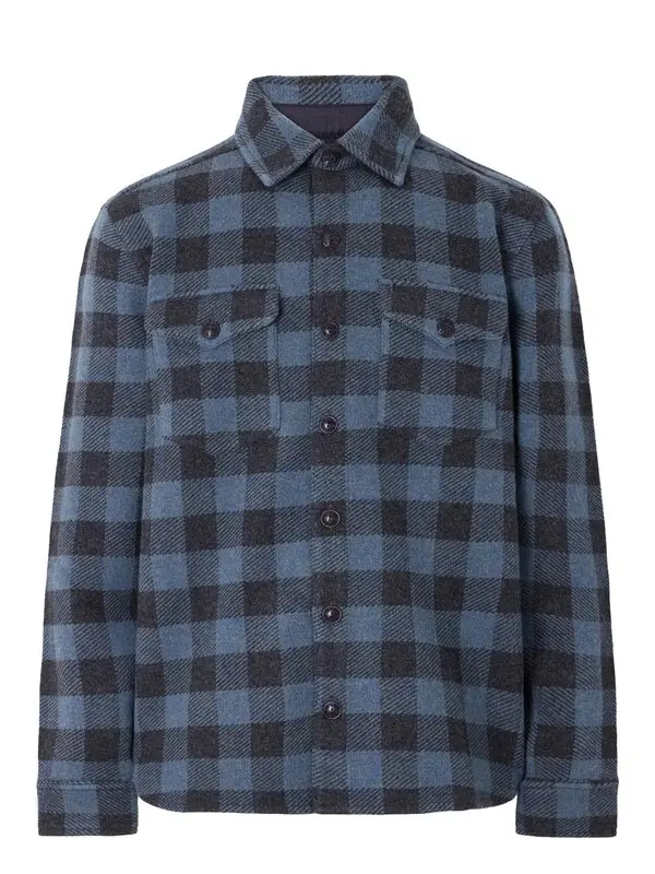 Ralph Lauren Checked Wool-matlock Overshirt - Blue