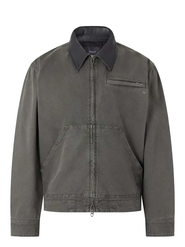 Rag & Bone Leather-trimmed Cotton-canvas Jacket - Green