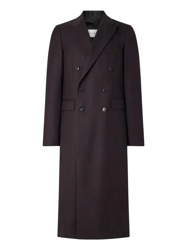 Dries Van Noten Double-breasted Herringbone Wool Coat - Brown