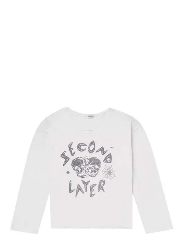 SECOND / LAYER Distressed Printed Cotton-jersey T-shirt - White