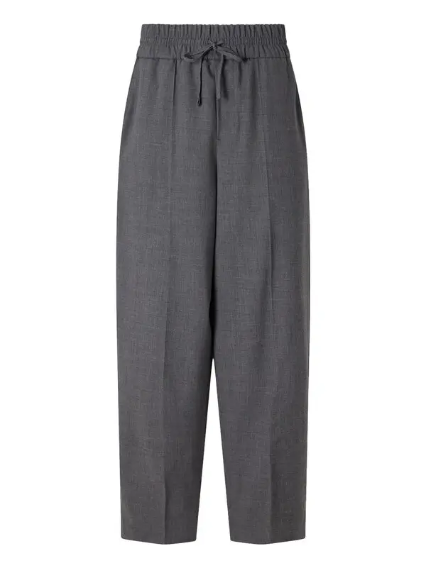 AMI Paris Wide-leg Virgin Wool Trousers - Gray