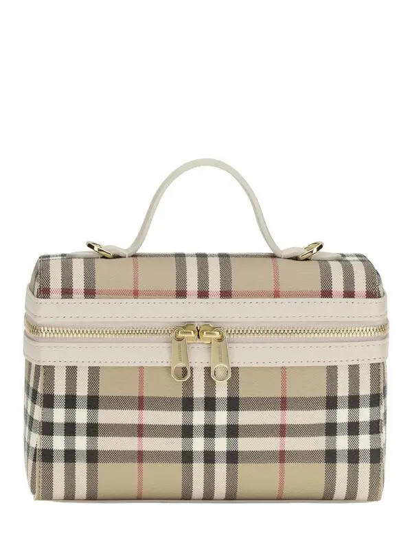 Burberry Vanity Check Small Handbag - Cream