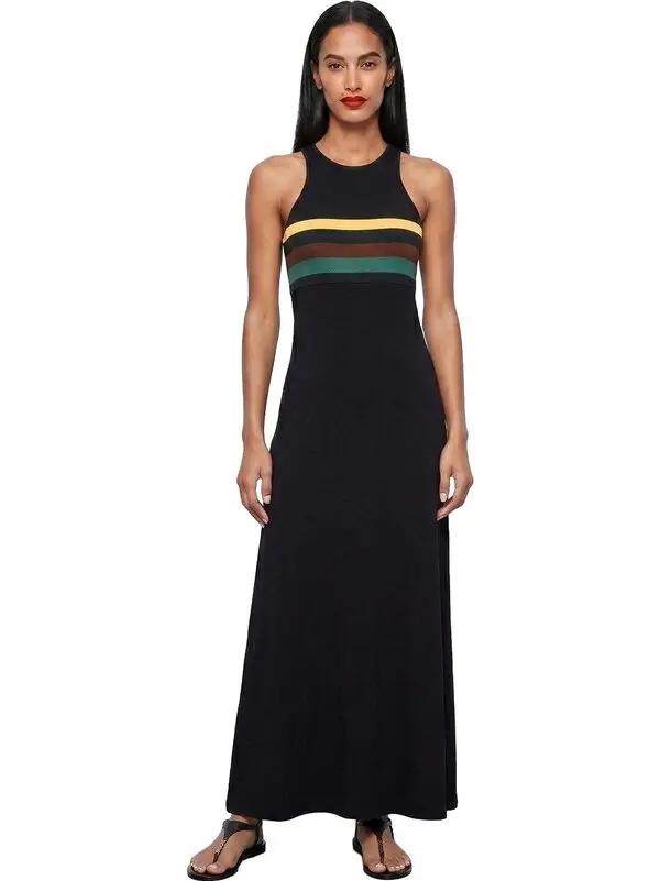 Saint Laurent Striped Jersey Crepe Tank Dress - Black