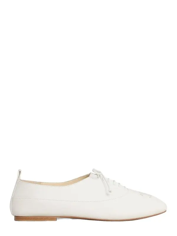Celine Triomphe Richelieu Leather Lace-up Shoe - White