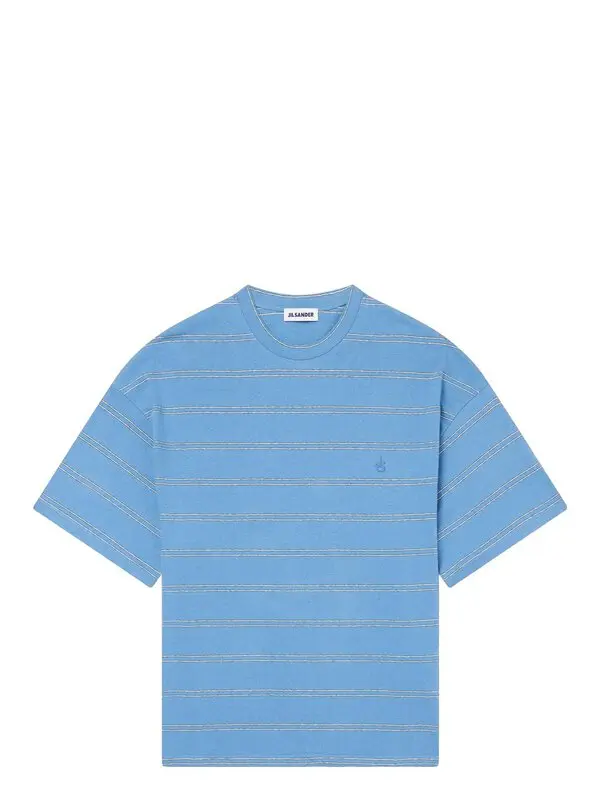 JIL SANDER Logo-embroidered Striped Cotton-jersey T-shirt - Blue
