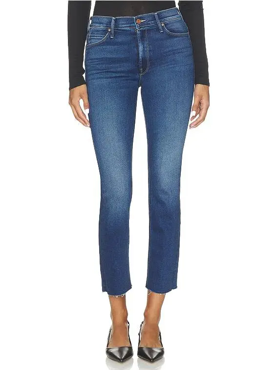 MOTHER The Mid Rise Dazzler Ankle Fray In Blue - Taking Chances