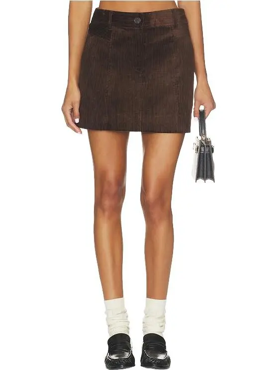 Paige Camden Corduroy Skirt In Brown - Hickory
