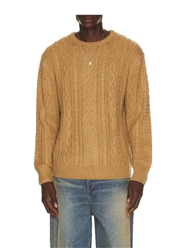 RHYTHM Mohair Fishermans Knit Sweater In Brown - Sand