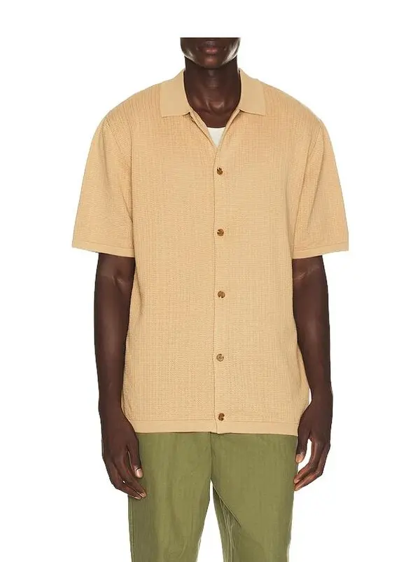 RHYTHM Textured Knit Shirt In Brown - Sand