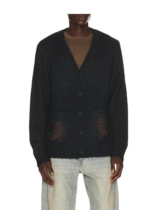 RHYTHM Heritage Bloom Cardigan In Black - Midnight