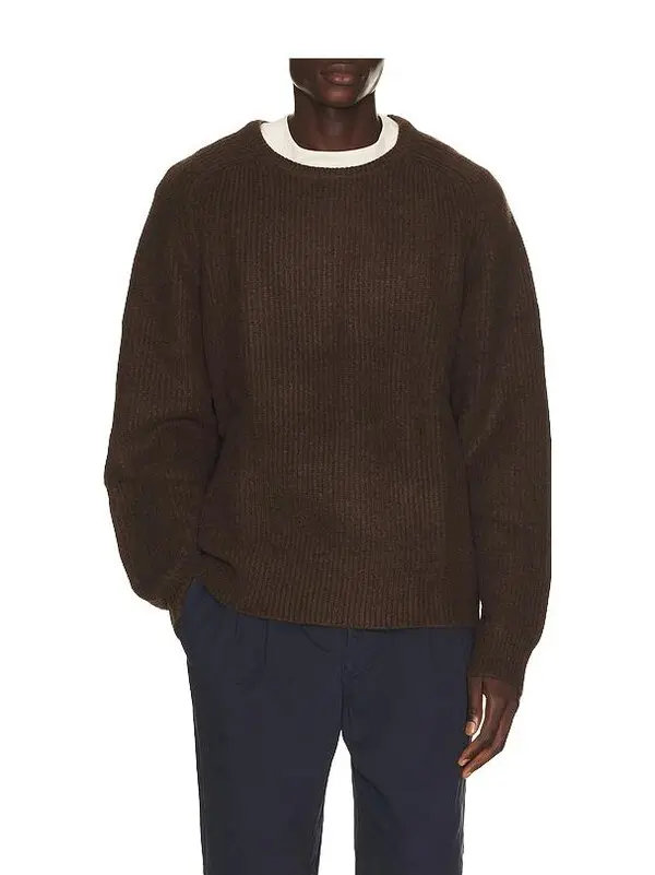 RHYTHM Vintage Waffle Knit Sweater In Brown - Chocolate