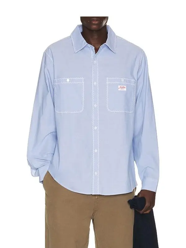 MALBON Benchmark Shirt In Blue - Blue Chambray