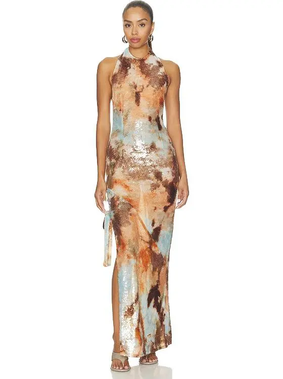 Paris Georgia Bex Dress In Multi - Ocean Mist