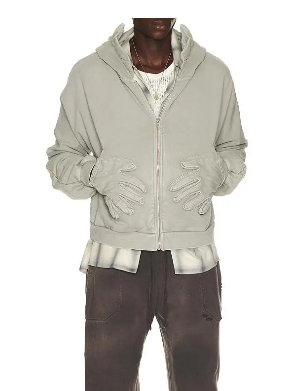 ADVISRY Glove Zip Up Hoodie In Grey - Slate
