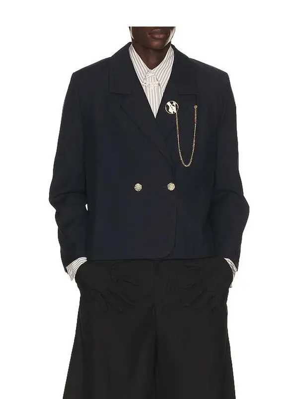 ADVISRY Double Breasted Blazer - Navy