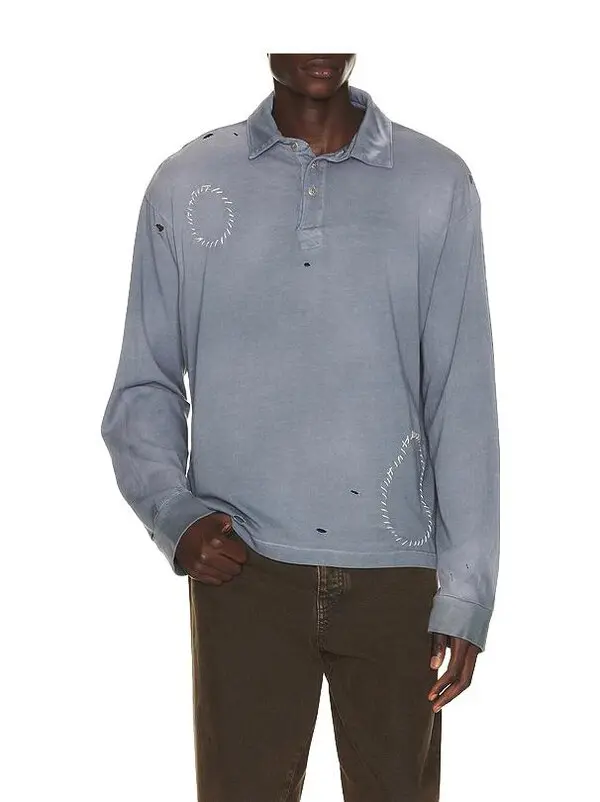STRIKE OIL Thrashed Rugby Polo - Grey