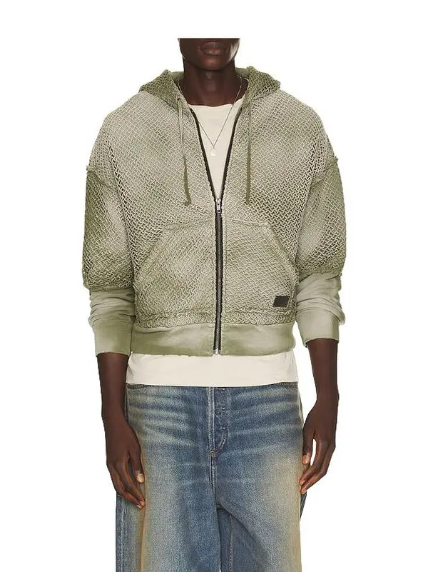 STRIKE OIL Double Sleeve Net Zip Hoodie - Green