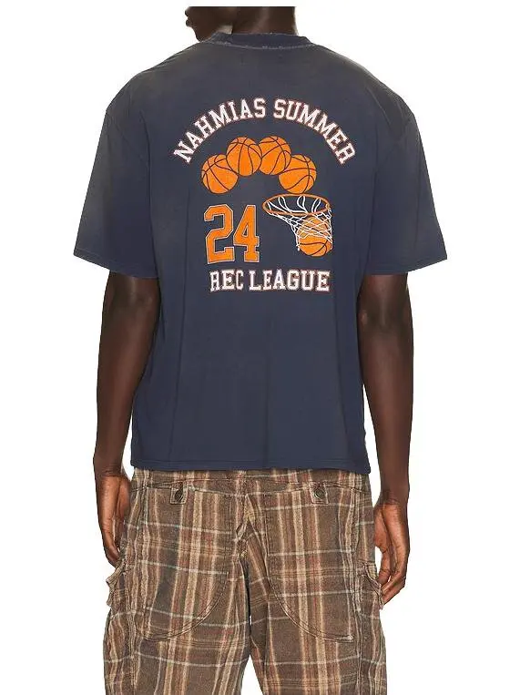 NAHMIAS Rec League Boxy Tee In Blue - Navy